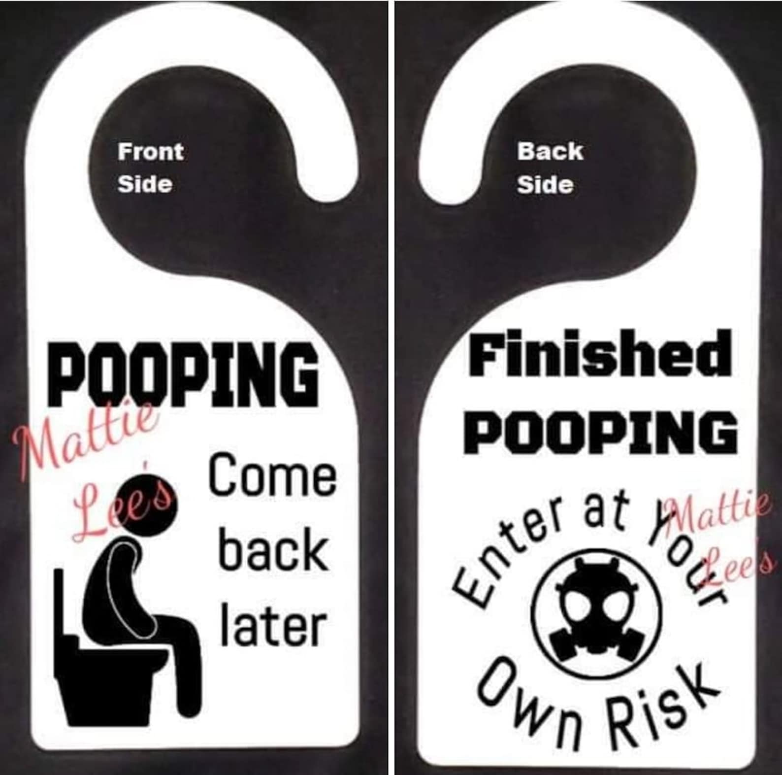 Bathroom Door Hanger Warning. Pooping, Poop, Two Sided Adult Doorknob ...