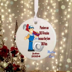 Personalized. Plumbers Ornament, White Ceramic, Keepsake Ornament ...
