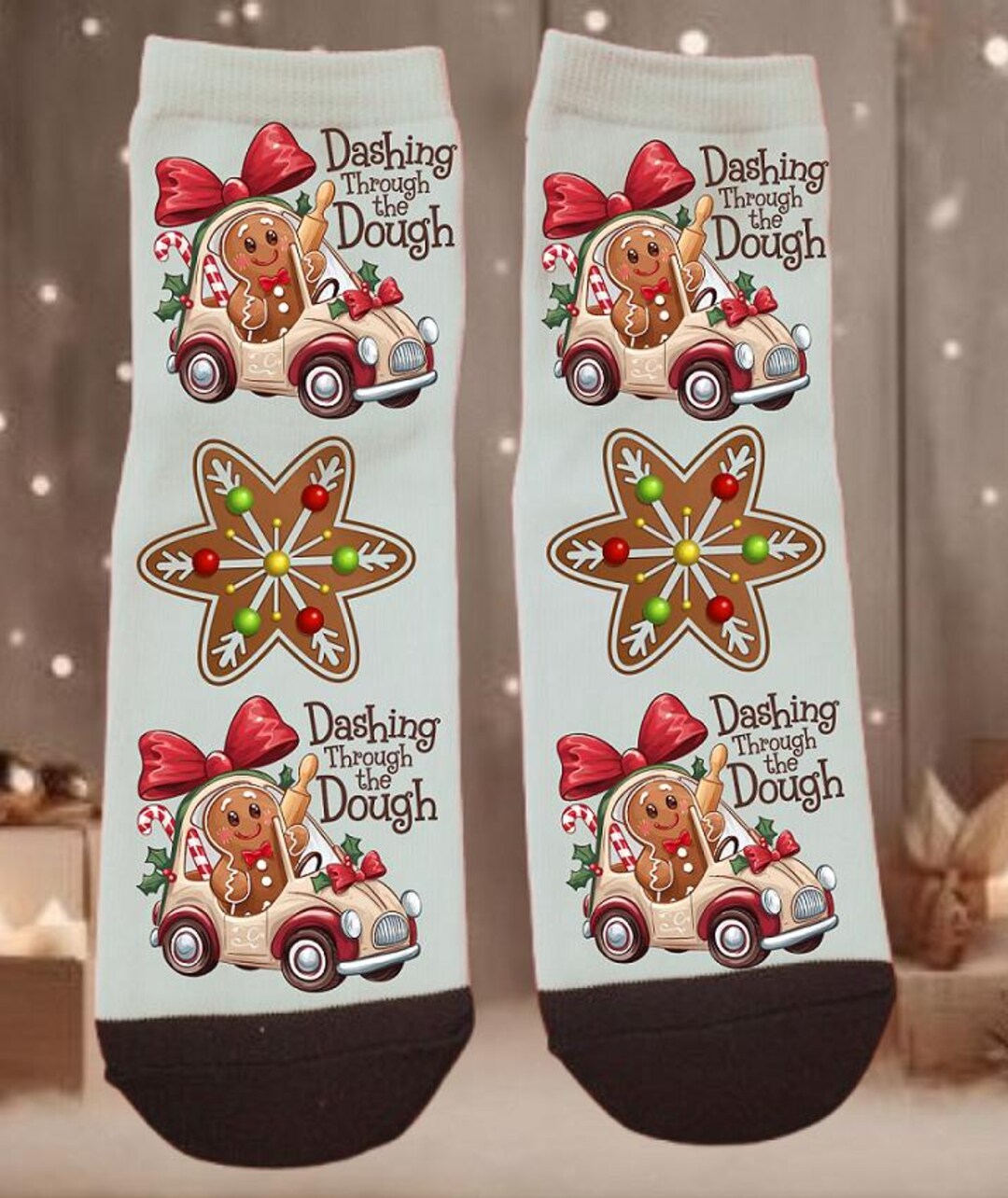 Custom 'dashing Through the Dough' Ankle Socks, Christmas Baking Gift ...