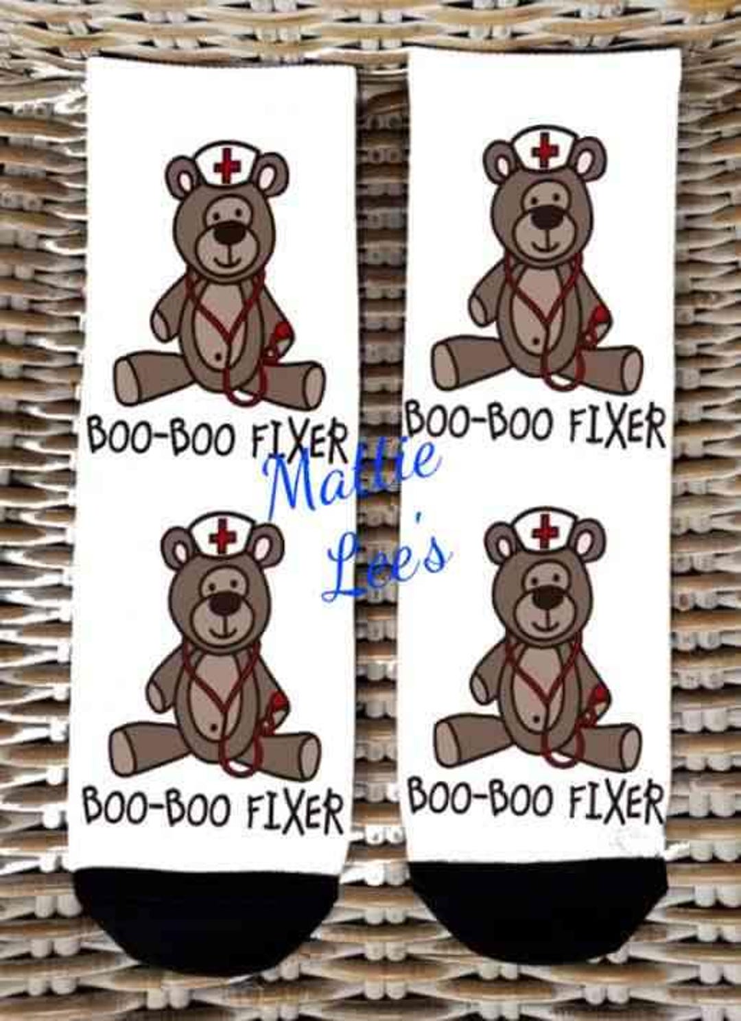 Nurse Theme. Boo Boo Fixer. Custom Adult Dress Ankle Socks With a ...