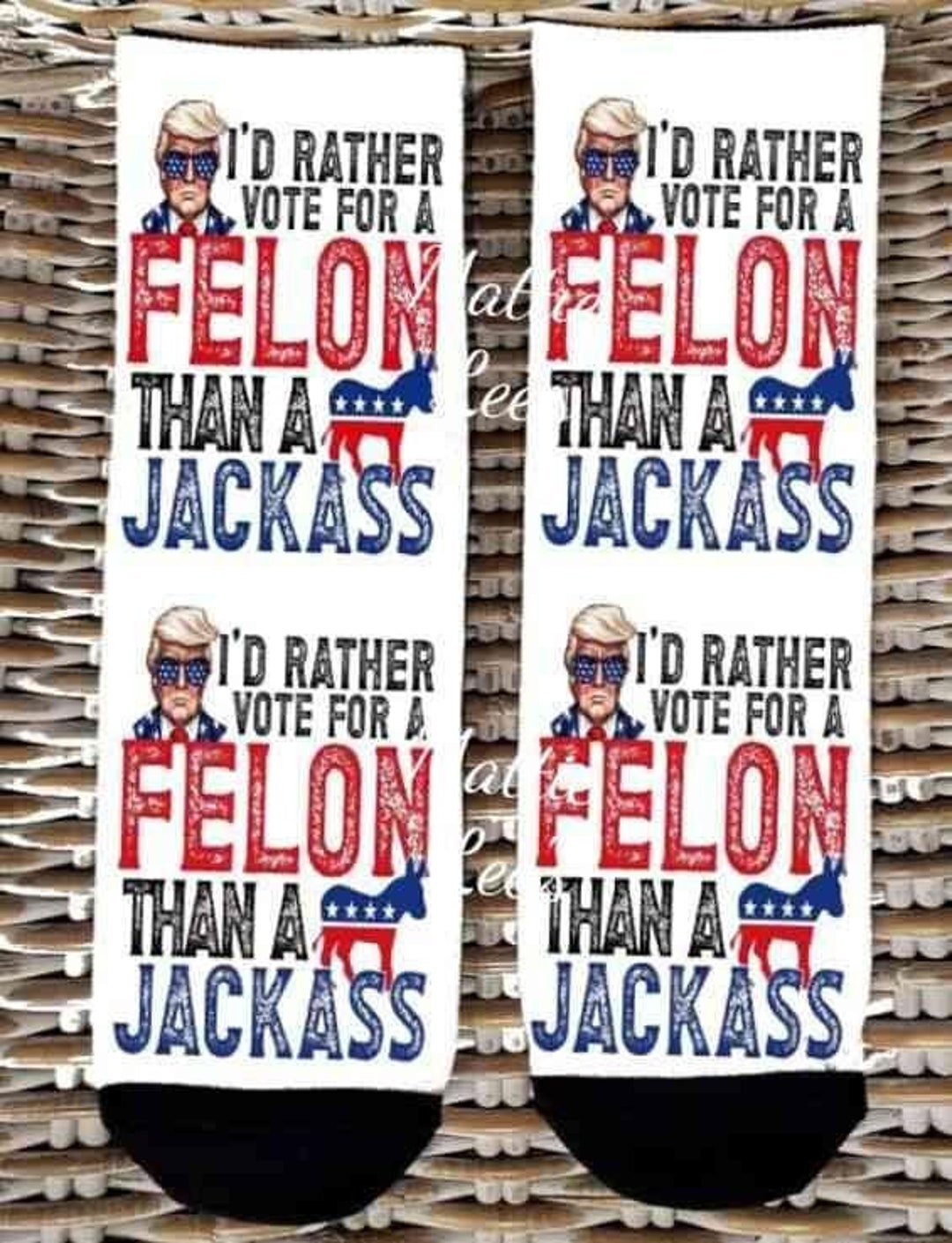 I'd Rather Vote for A Felon. Trump Custom Adult Dress Ankle Socks With ...