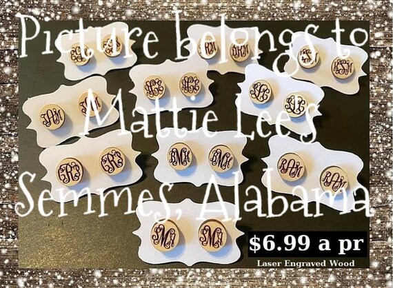 Personalized Initial Laser Engraved Wooden Earrings With - Etsy