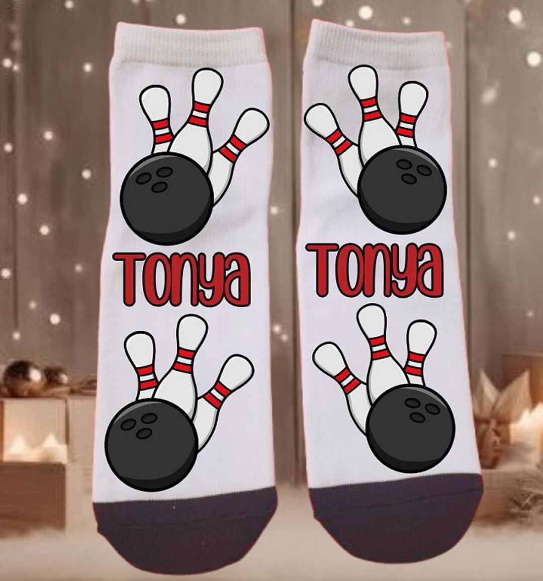 Personalized Bowling Socks. Custom Adult Dress Ankle Socks With a ...