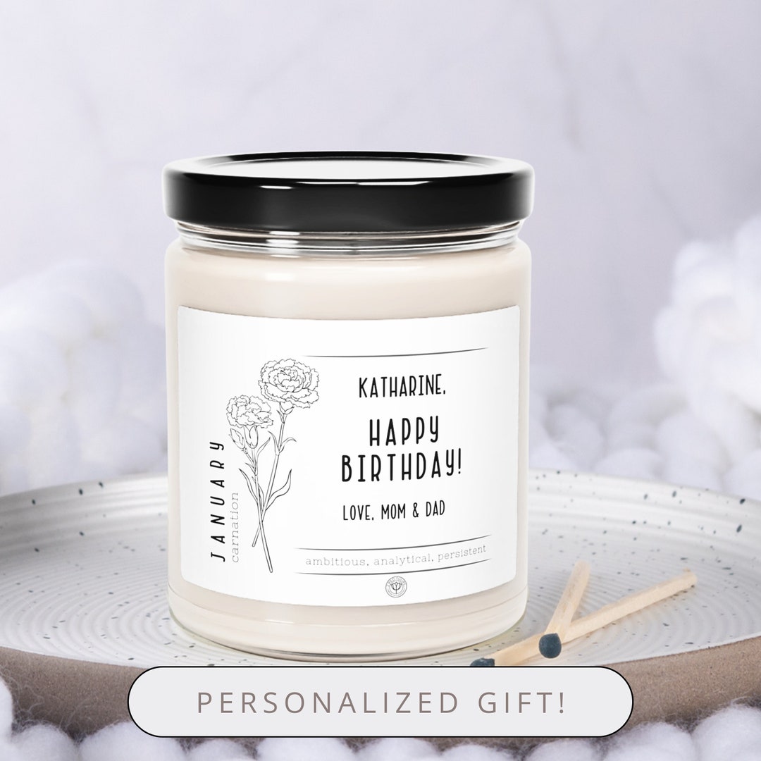Birth Month Flower Candle, Birth Month Candle, Customized Birthdate ...