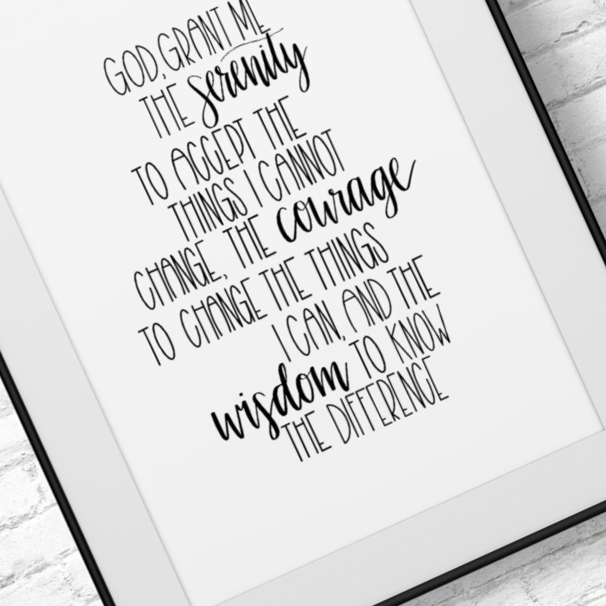 Serenity Prayer Printable Art, AA Recovery PDF and PNG Prints ...