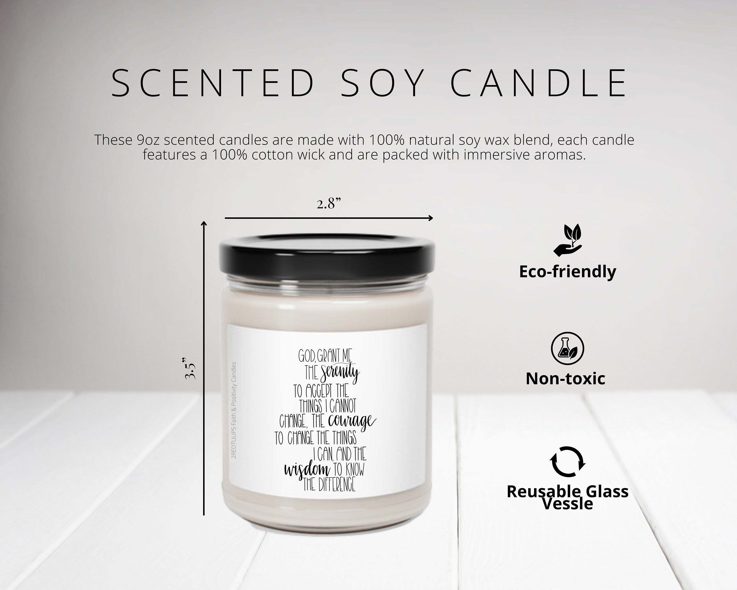 Serenity Prayer Candle, AA NA Recovery Sobriety Gift, Religious ...