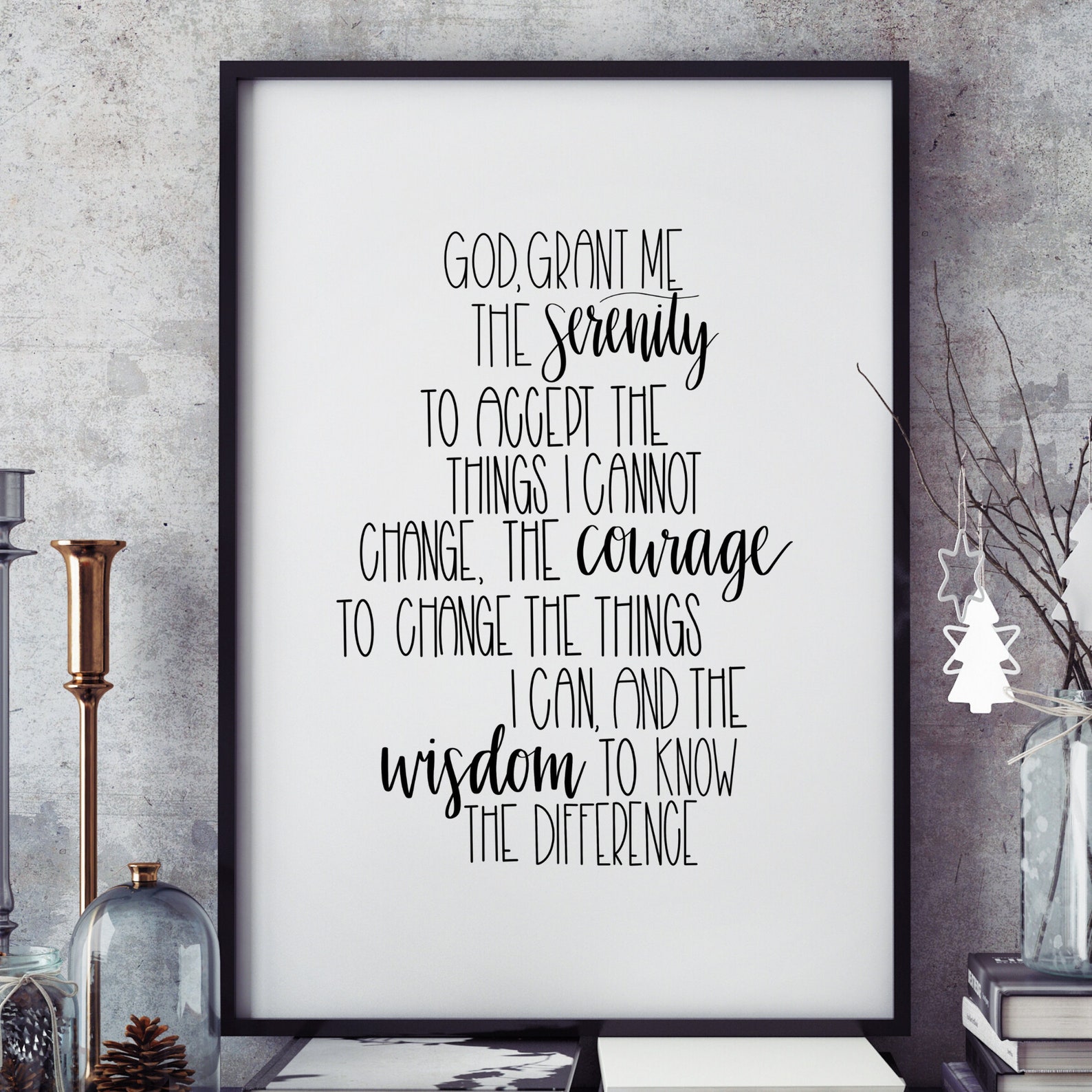 Serenity Prayer Printable Art, AA Recovery PDF and PNG Prints ...