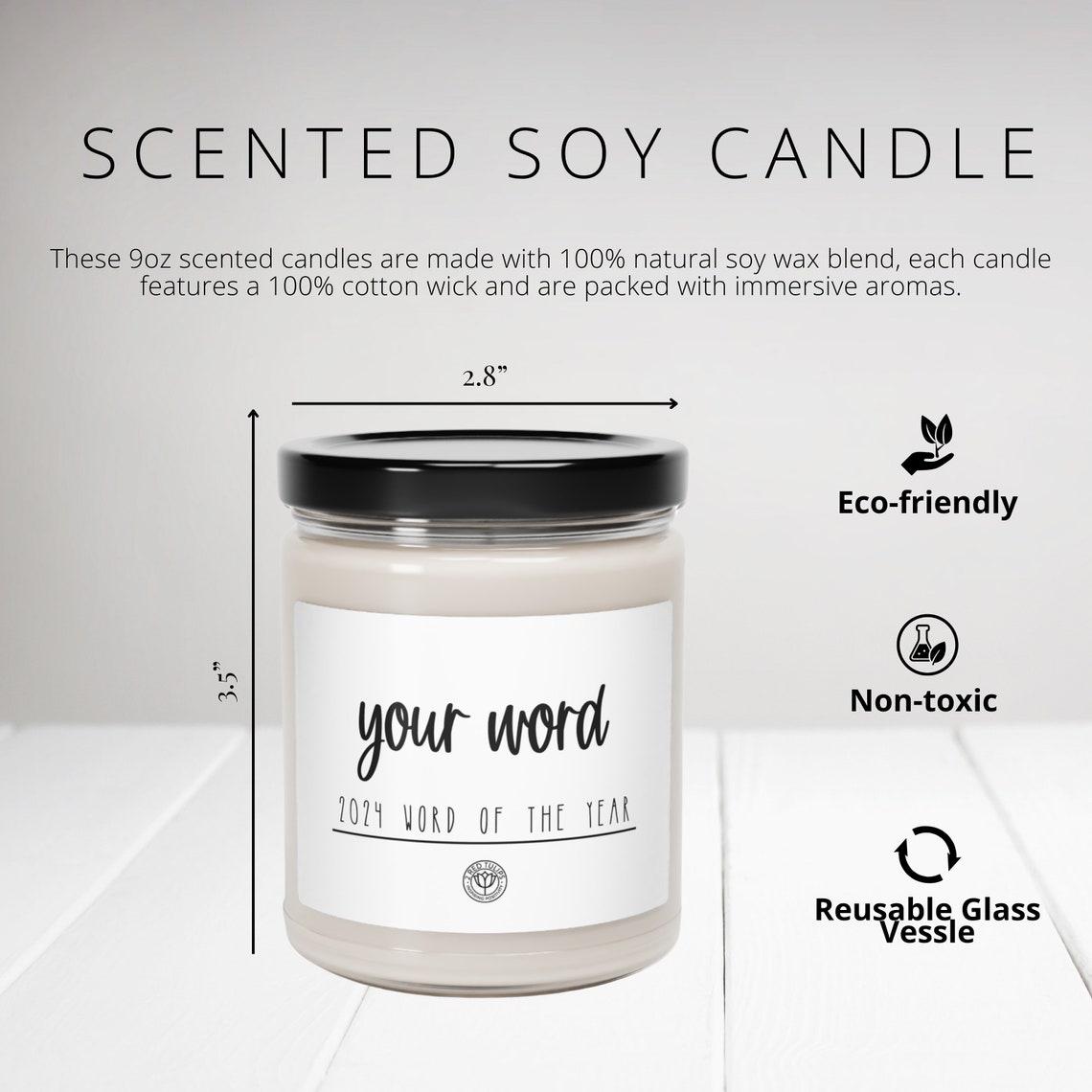 Custom Word Candle, Personalized Candle, Word of the Year, New Year ...