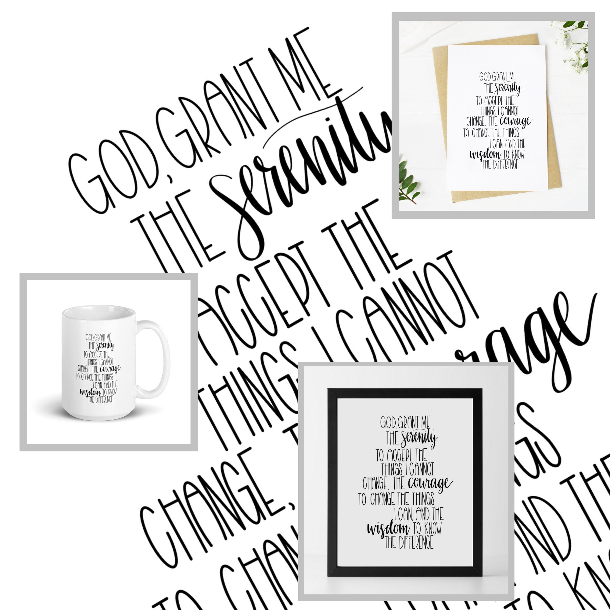 Serenity Prayer Printable Art AA Recovery PDF and PNG Prints - Etsy