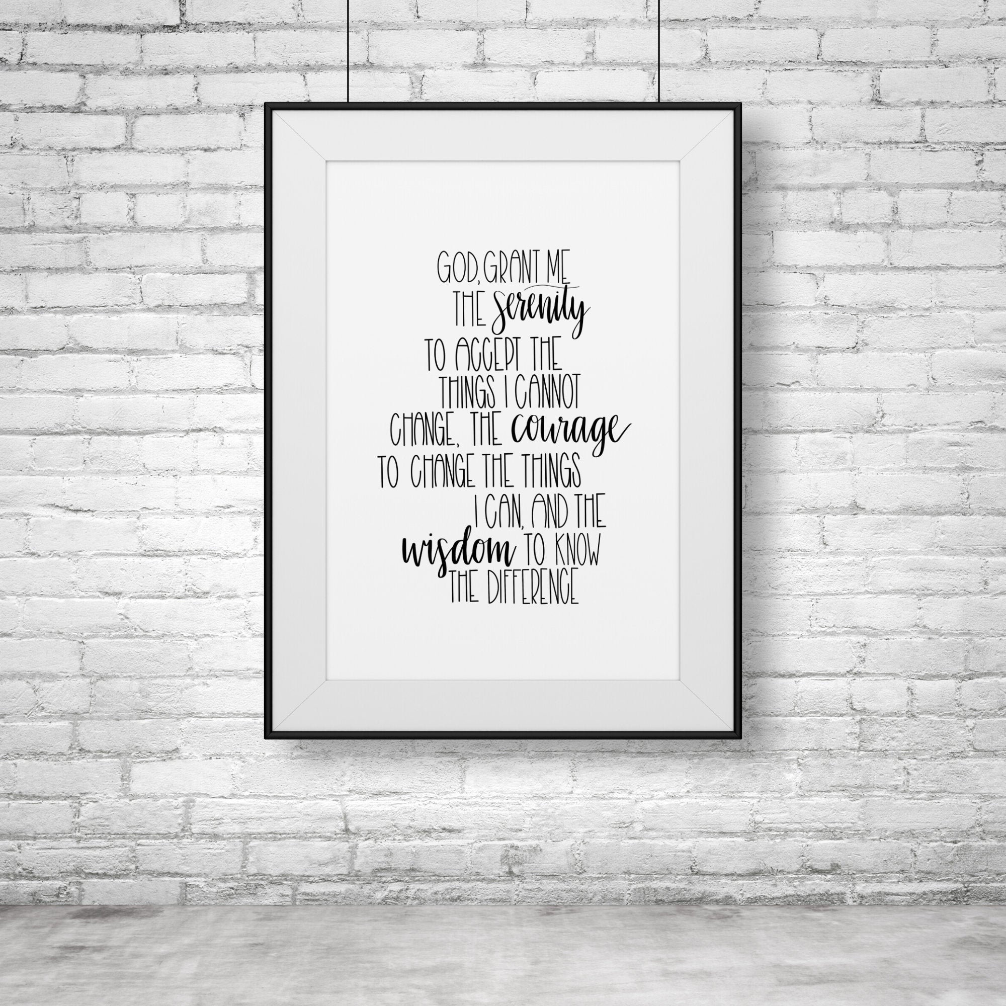 Serenity Prayer Printable Art, AA Recovery PDF and PNG Prints ...