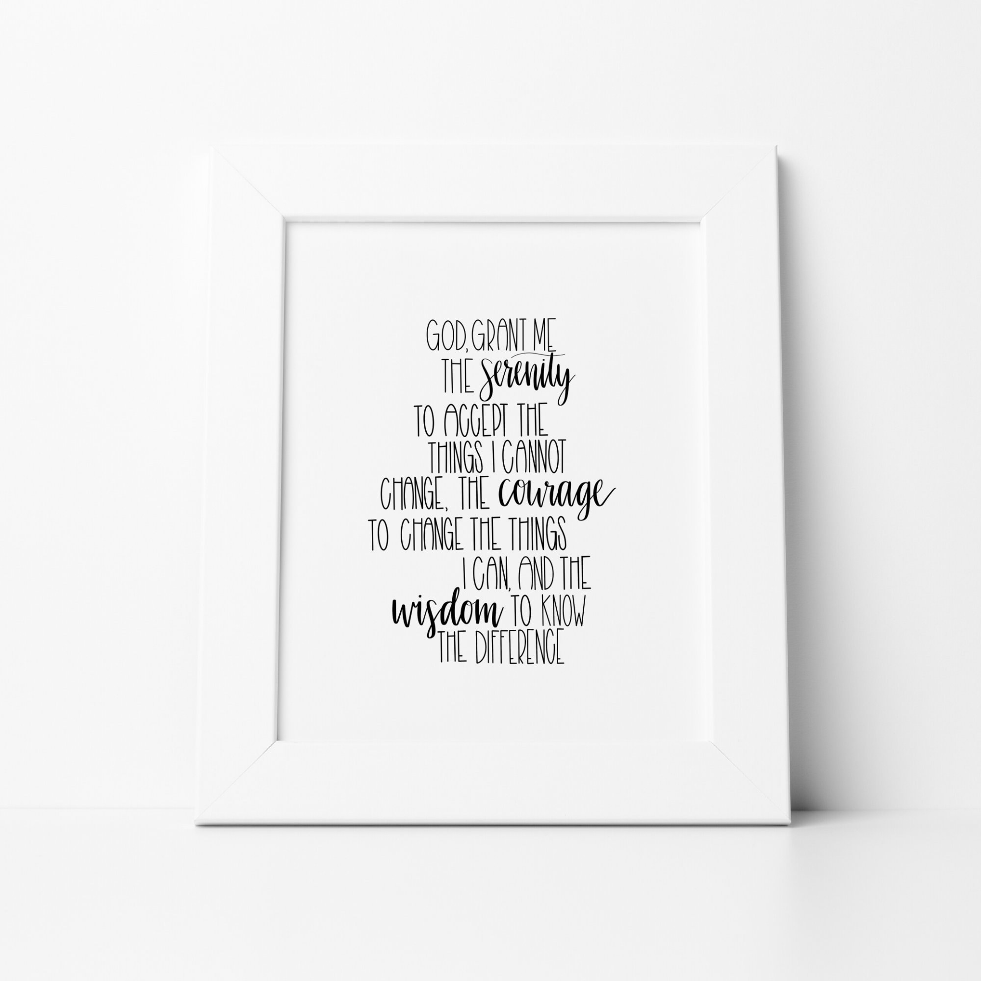 Serenity Prayer Printable Art, AA Recovery PDF and PNG Prints ...
