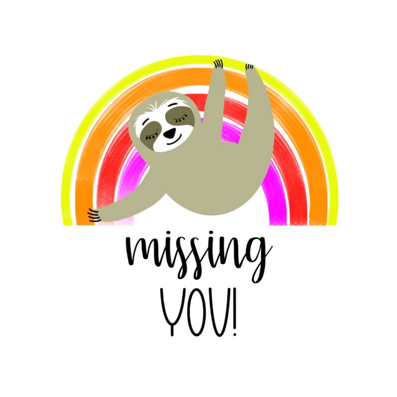 Missing You Sloth Rainbow Printable Card miss you card to | Etsy