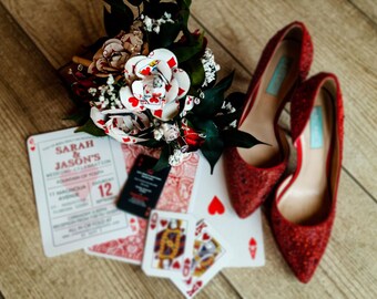 Playing Card Roses One Dozen Red, Playing Card Bouquet, Paper Flower ...