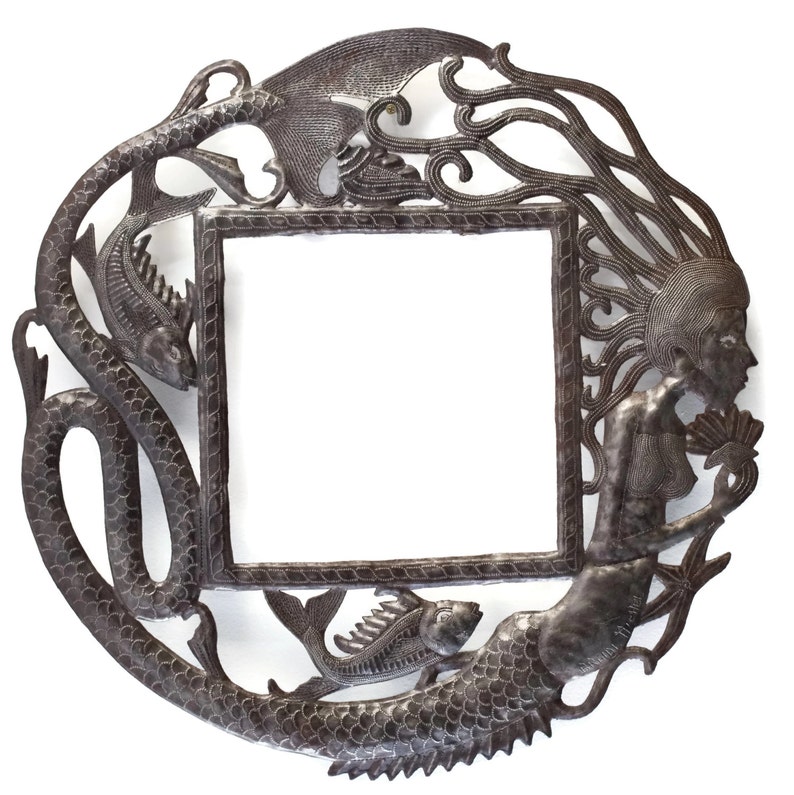 Mermaid With Fish Circular Wall Frame Beach House - Etsy