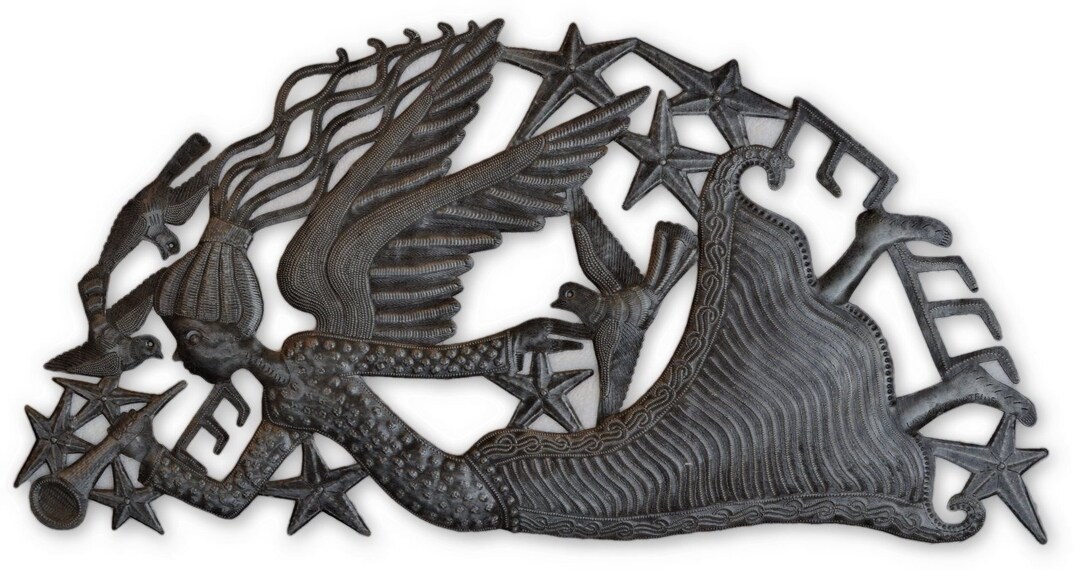 Musical Angel, Large Metal Celestial Angel, Haiti Metal Art, Fair Trade ...