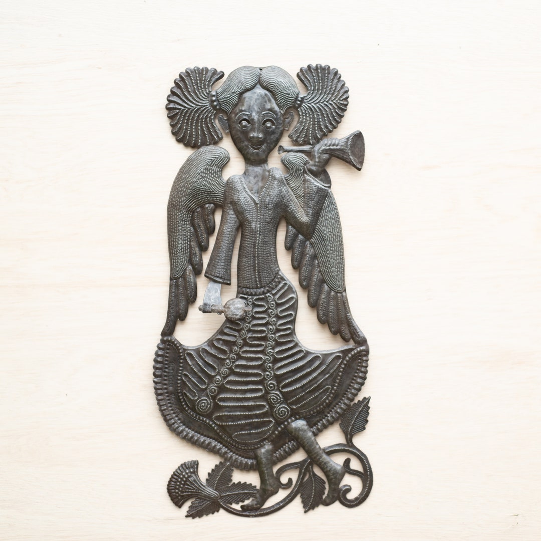 Angelic Girl Playing Instrument Spiritual Wall Hanging Art Handmade in ...