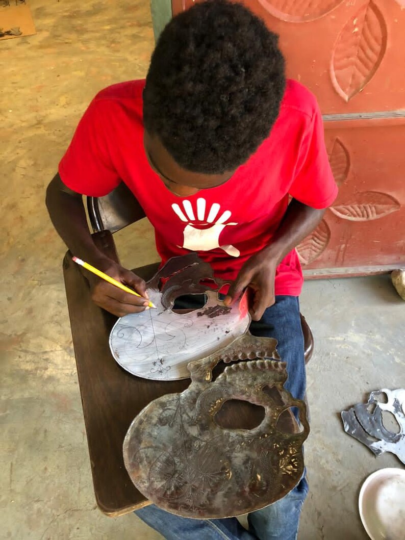 Veve Ogou Feray Skull Metal Wall Hanging Sculpture Sugar | Etsy