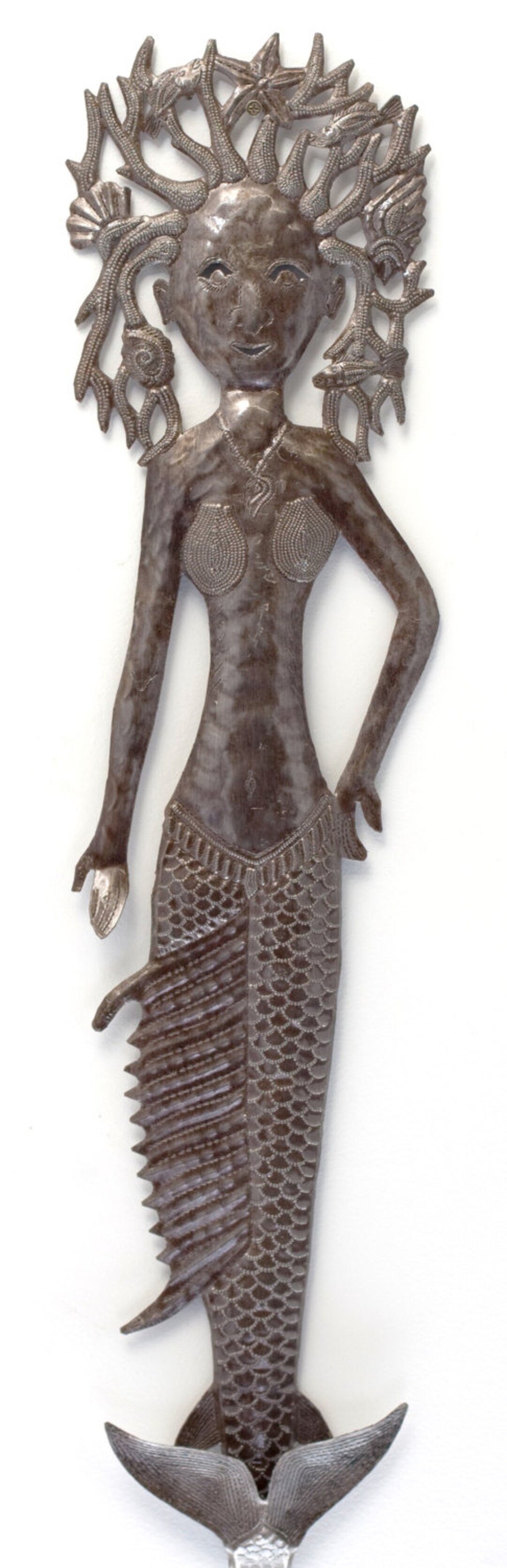 Flipped Tail Mermaid, Haitian Metal Wall Art 7 X 32 - Etsy