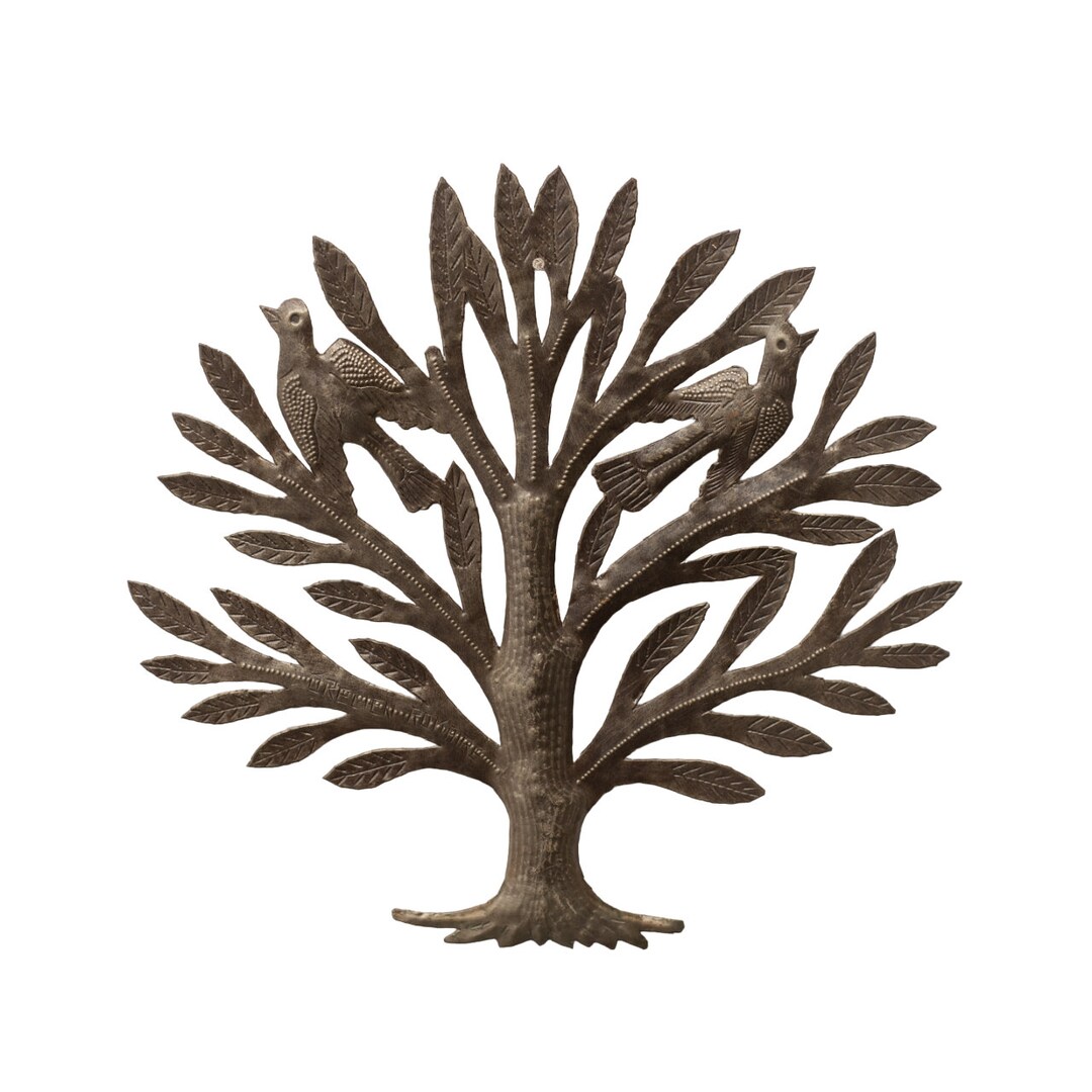 Handcrafted Haitian Folk Art, Tree of Life With Birds Leaving the Nest ...
