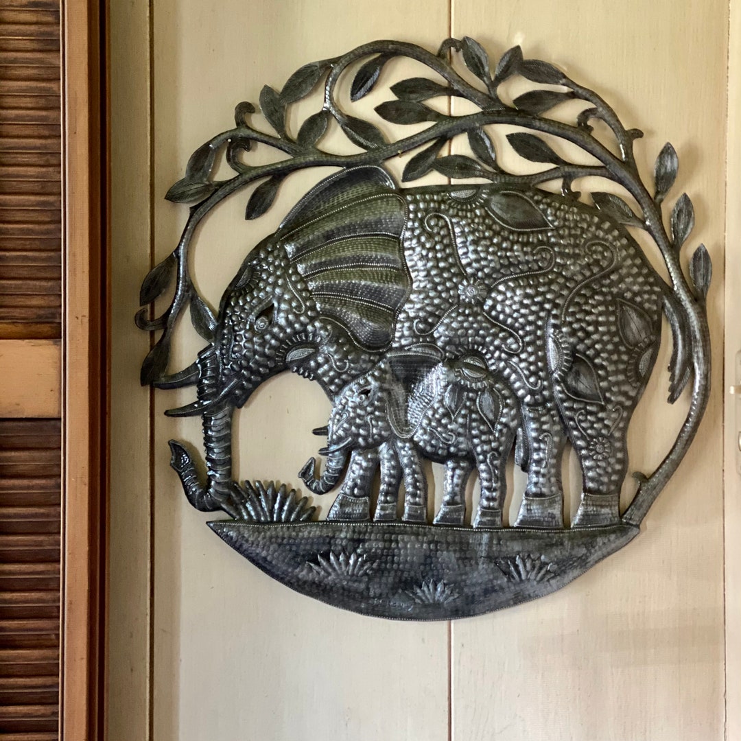 Elephant Wall Décor, Safari Animal Plaques, Handmade From Recycled ...