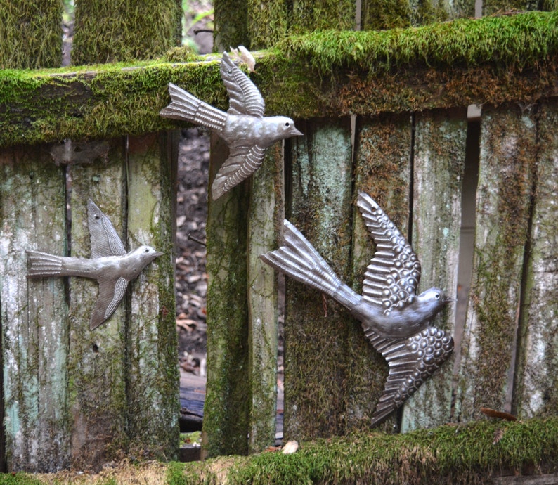 Decorative Metal Birds Large Small Set of 3 Spring Garden | Etsy