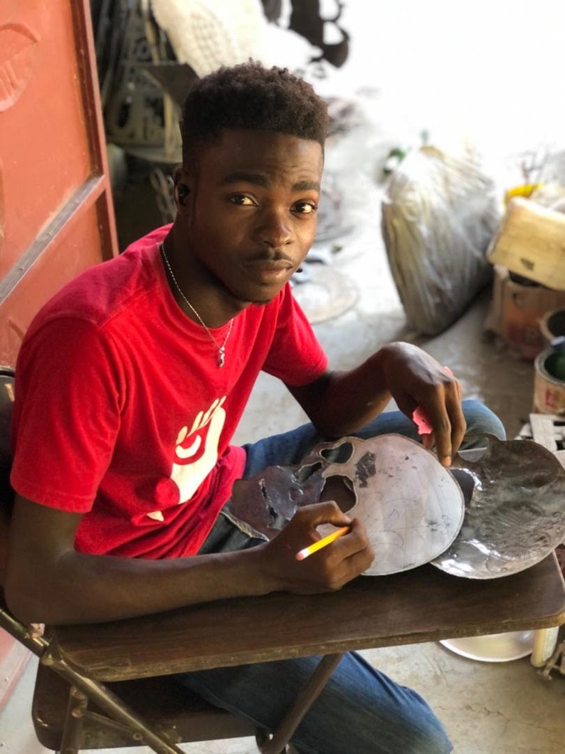 Veve Baron Samedi Skull Metal Wall Hanging Sculpture Sugar | Etsy