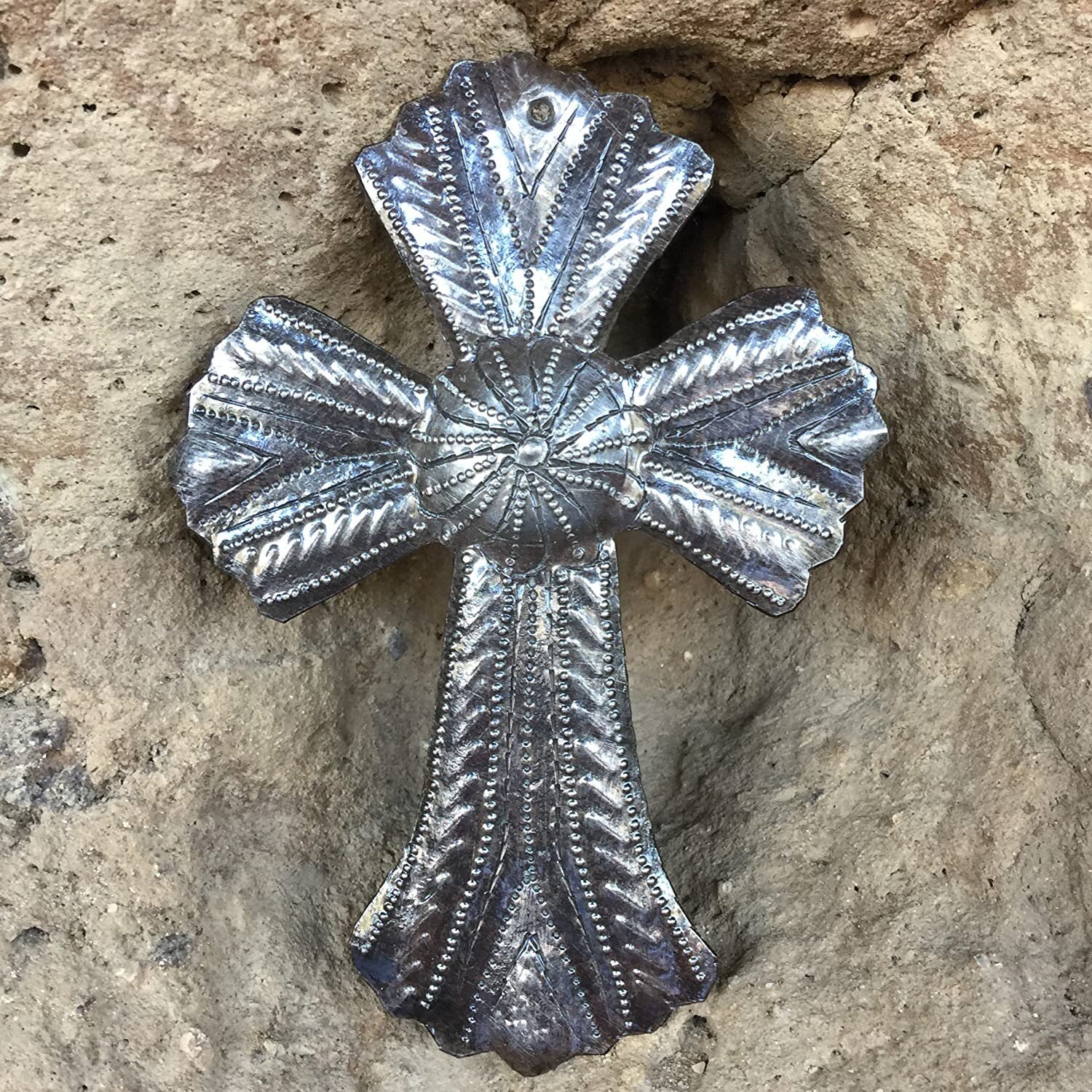 Decorative Small Metal Cross with a embossed flower Gift | Etsy