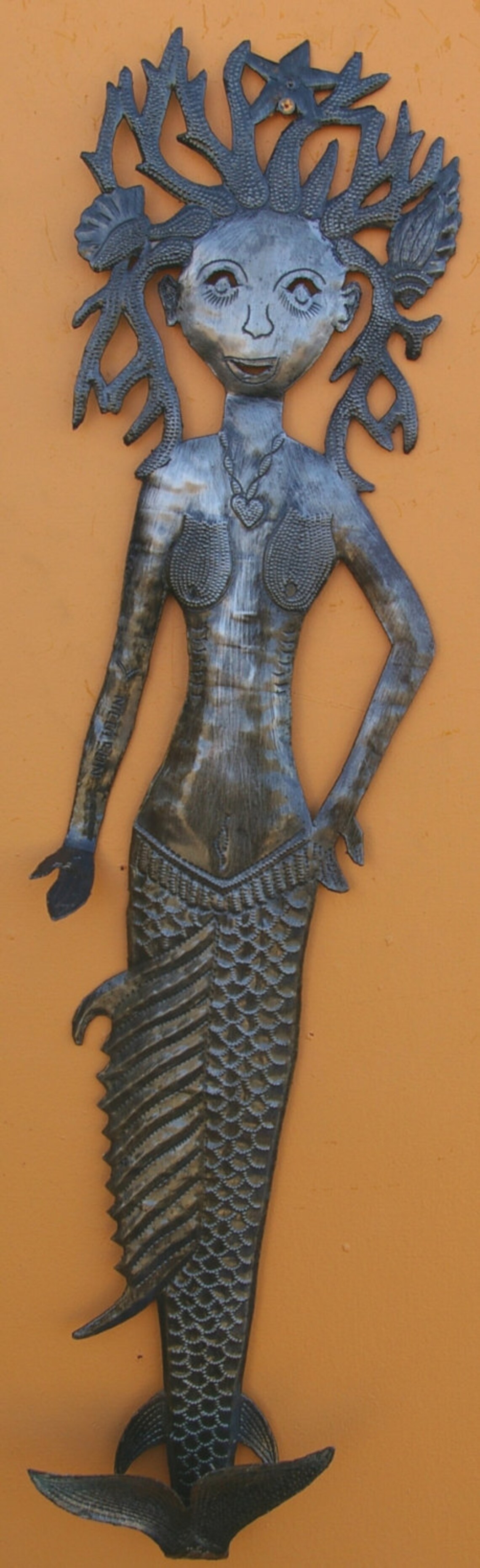 Flipped Tail Mermaid Haitian Metal Wall Art 7 x | Etsy