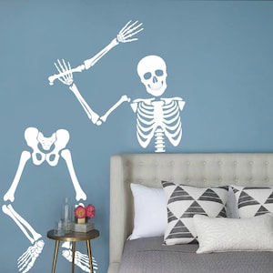 Skeleton Wall Decal, 1 Full Body, House Bedroom Bathroom Stickers ...