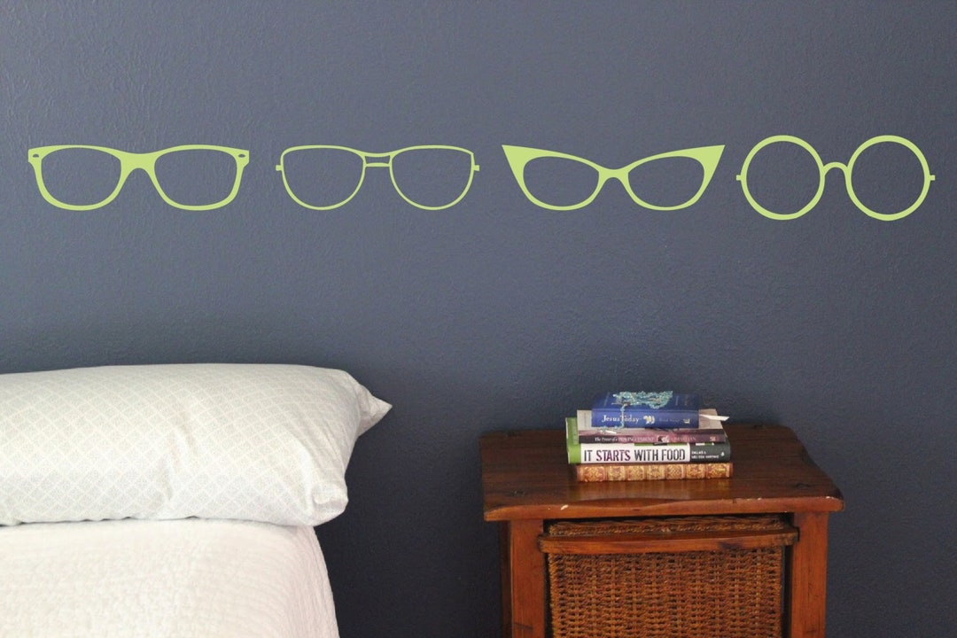 Glasses Wall Decals, Set of 10, Stickers, Geeky, Nurd Love, Decoration ...
