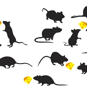 Mice Wall Decals, Set of 13, Cheese Included, Lil Rats, Fun Static ...