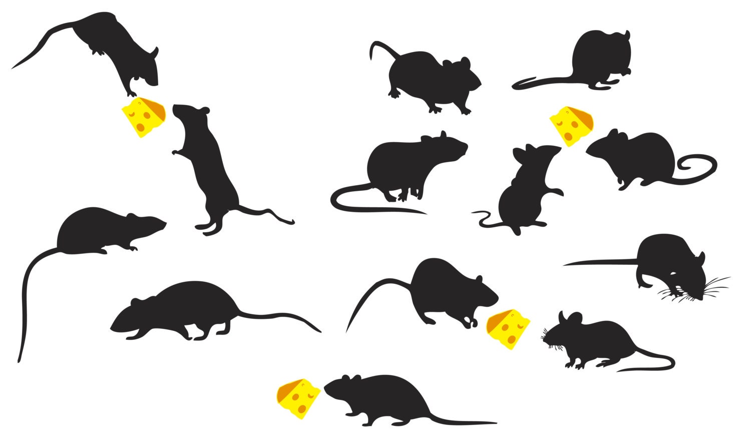 Mice Wall Decals Set of 13 Cheese Included Lil Rats Fun - Etsy