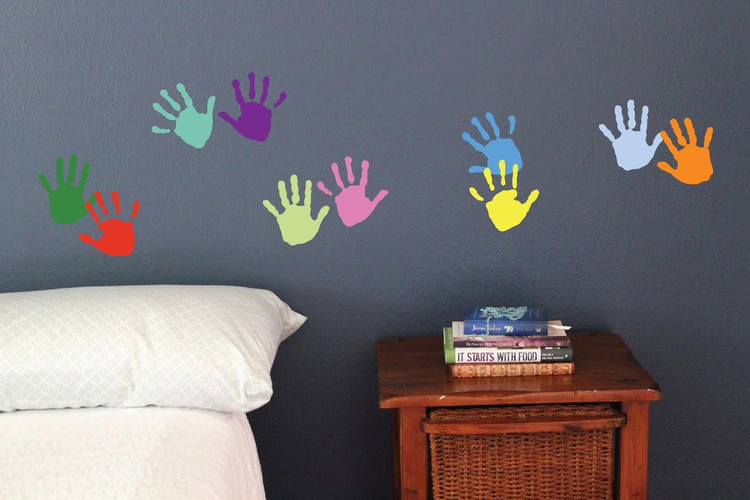 Kid Hand Print Paint Craft Room Painting Wall Decals, 10 Single Decals ...
