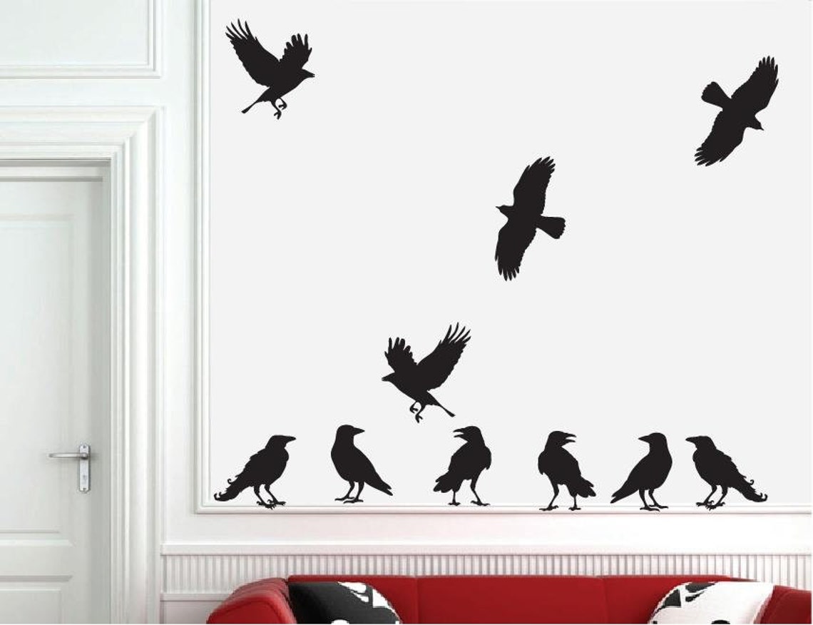 Crow Decals Set of 10 Black Bird Halloween Fall Field Raven | Etsy