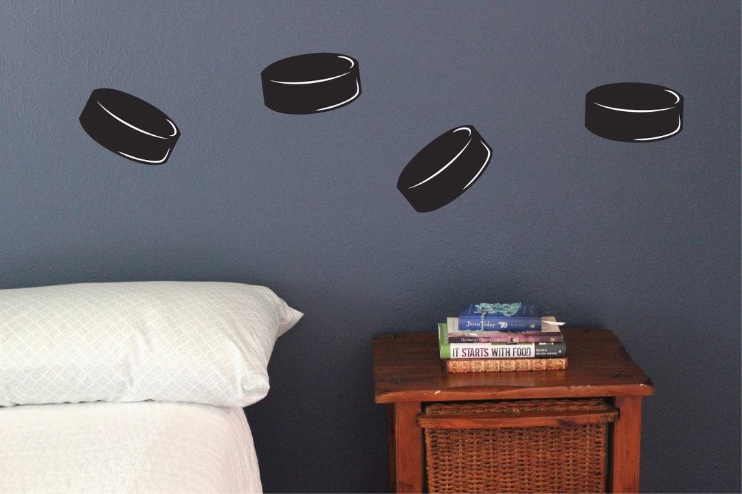 Hockey Puck Wall Decals Set of 10, Fun Sport, Sport Ice Goal Rinks Boys ...