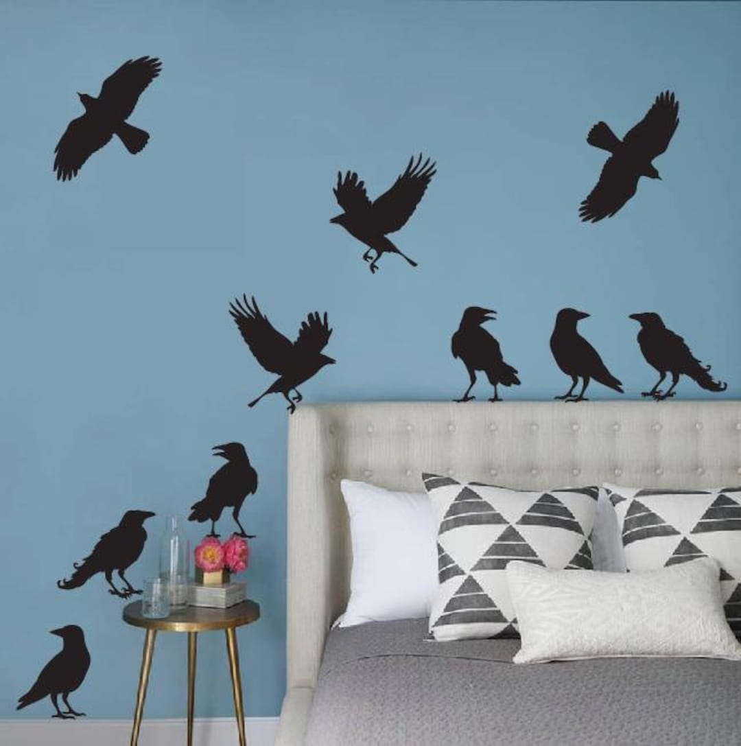Crow Decals, Set of 10, Black Bird Halloween Fall Field Raven Window ...