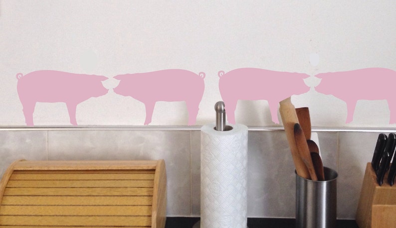 Pig Kitchen Wall Decals, Set of 10, Bacon Ham Pork Porky Removable ...