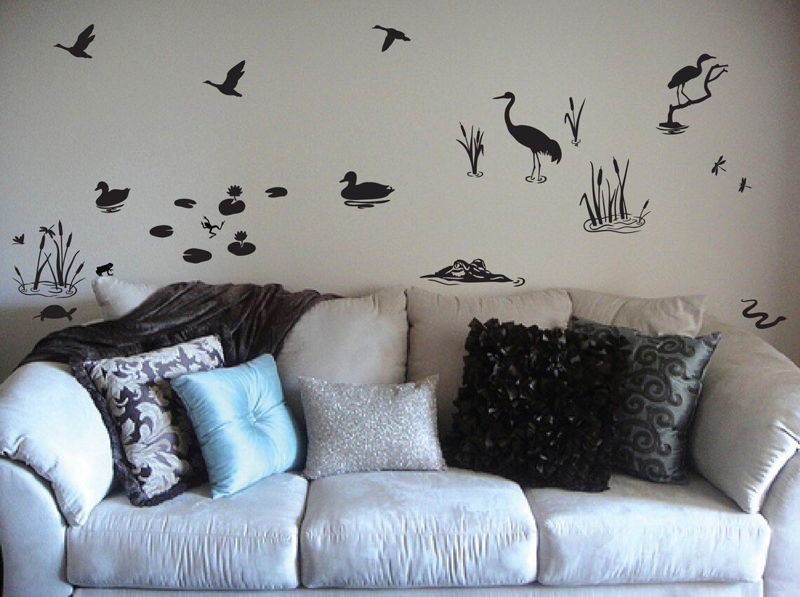Wetland Swamp Wall Decals, Set of 20, Animals Marsh Land Wet Animal ...
