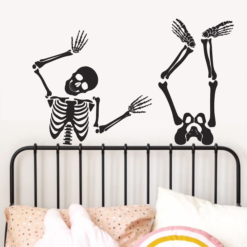 Skeleton Wall Decal, 1 Full Body, House Bedroom Bathroom Stickers ...