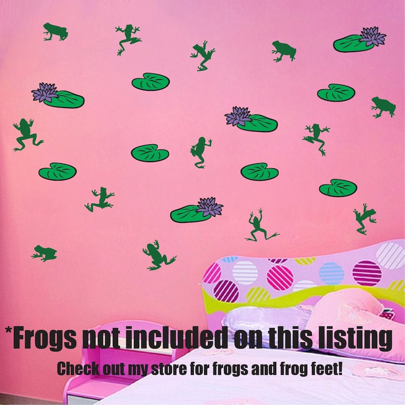 Frog Lily Pad Wall Decals, Set of 10, Forest Woods Lake House Bedroom ...