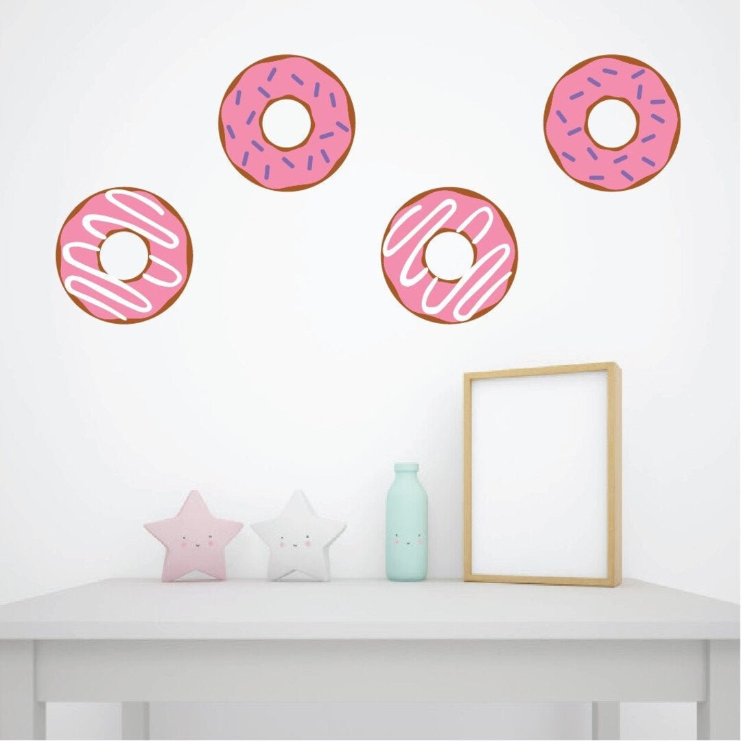 Donut Decals, Set of 10, Cupcakes Snack Candy Cake Icing Sprinkles Cute ...