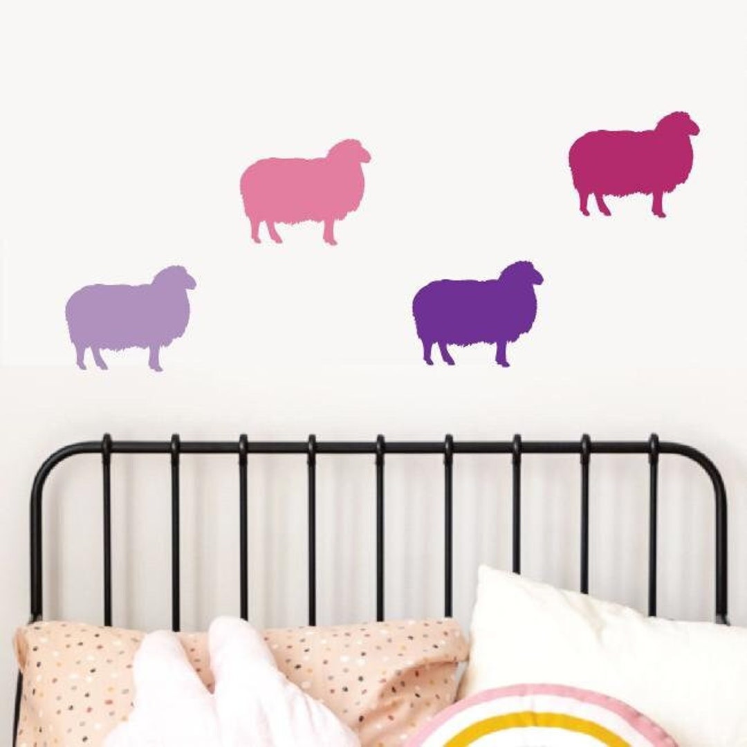 Sheep Wall Decals, Set of 10, Fun Stickers Removable Farm Barn Static ...