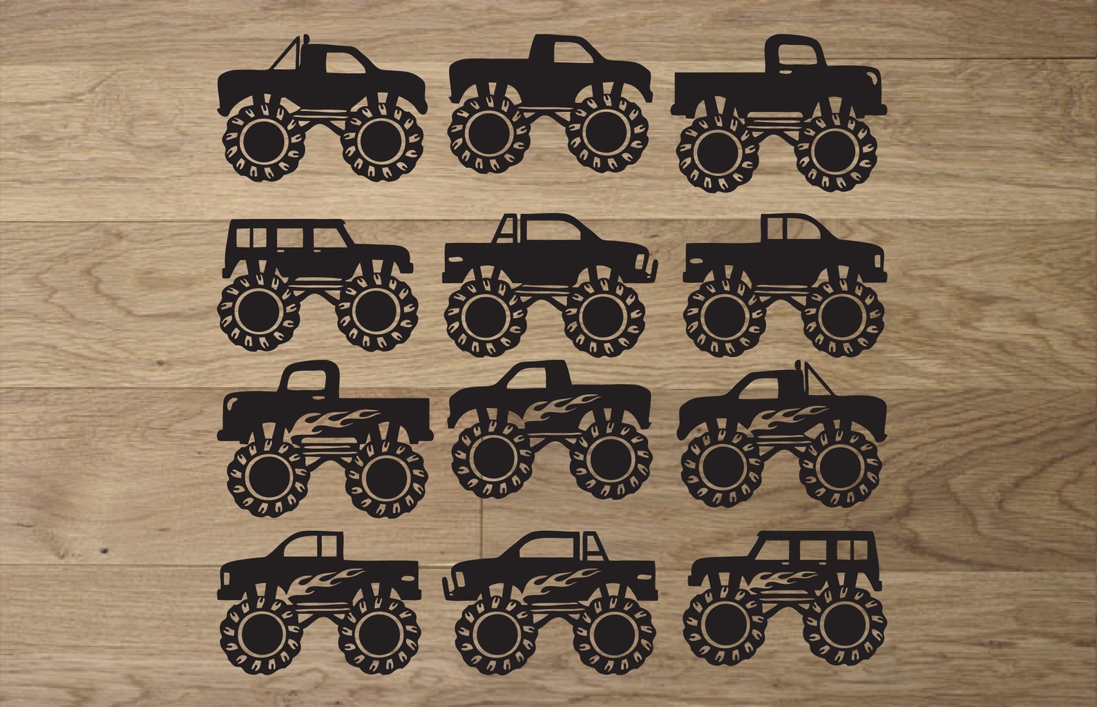 Monster Truck Set of 12 Fun Sport Wall Decals Boys Trucks - Etsy