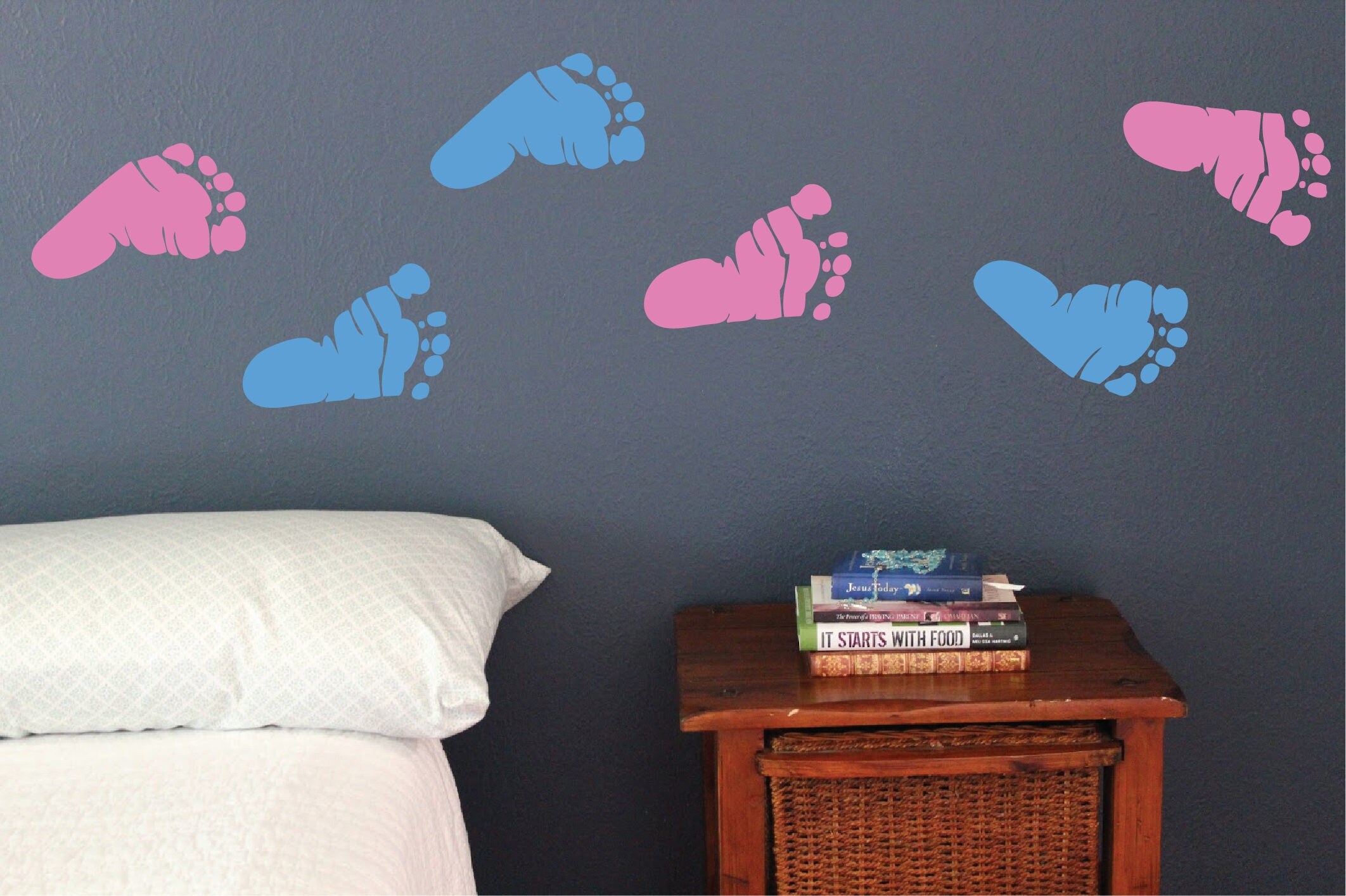 Baby Foot Prints Wall Floor Decals, Set of 10, Fun Stickers Removable ...