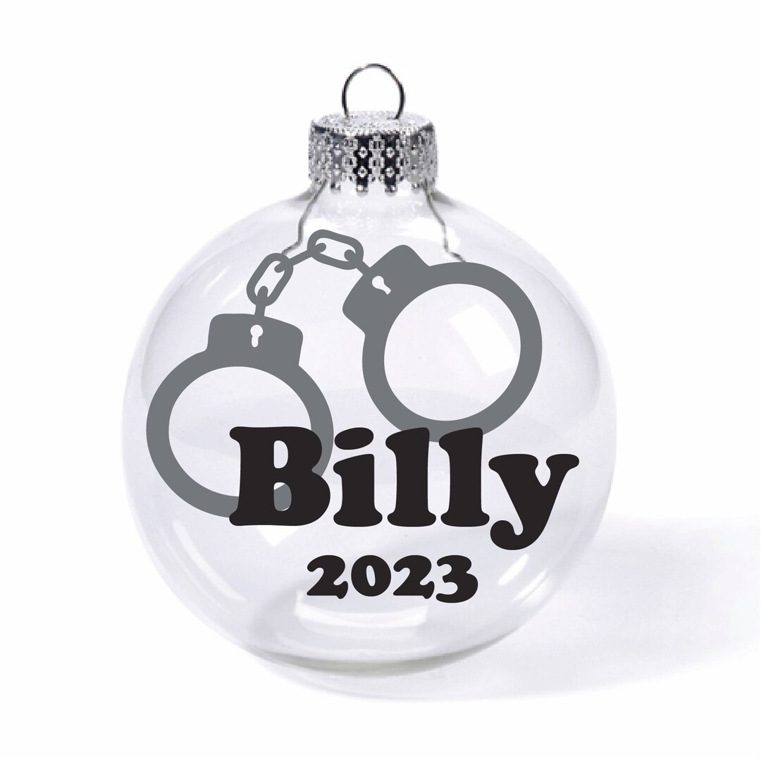 Handcuffs Ornament Custom Name Date Christmas Glass Ball Ornament Gift ...