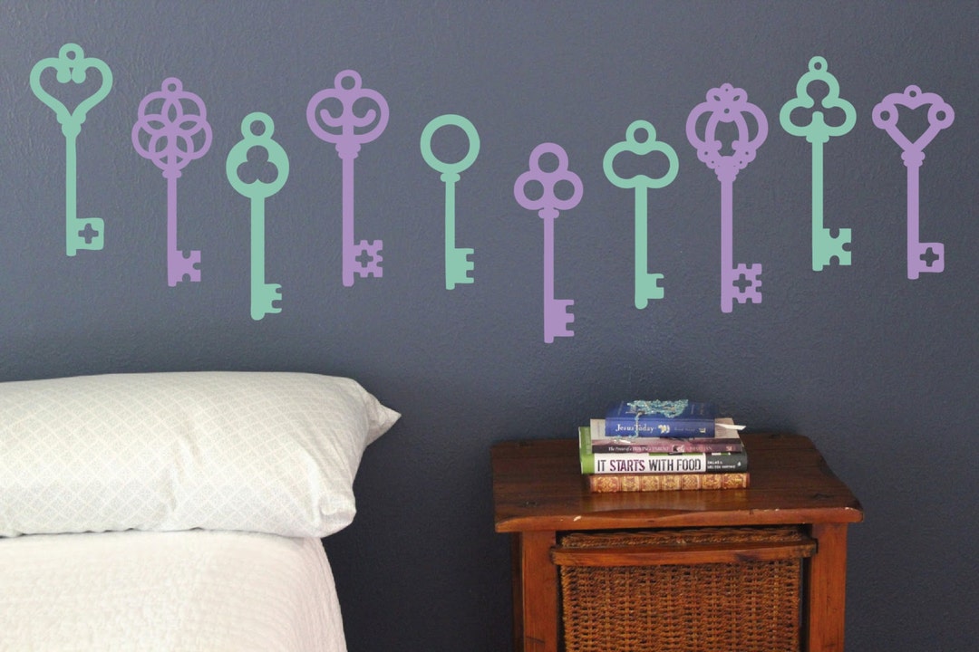 Key Wall Decals Set of 10 Stickers Skeleton Keys Apple - Etsy