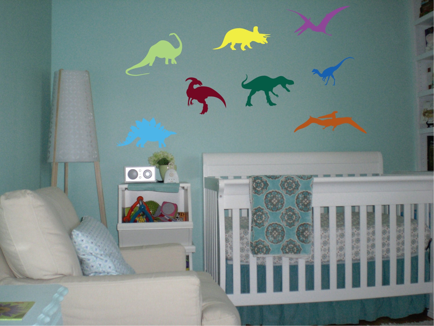 Set of 8 Dinosaurs Fun dino wall decals | Etsy