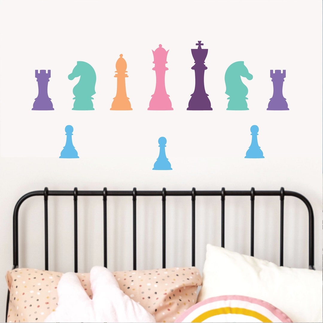 Chess Piece Wall Decals, Set of 10, Board Game Strategy Mind Sport ...