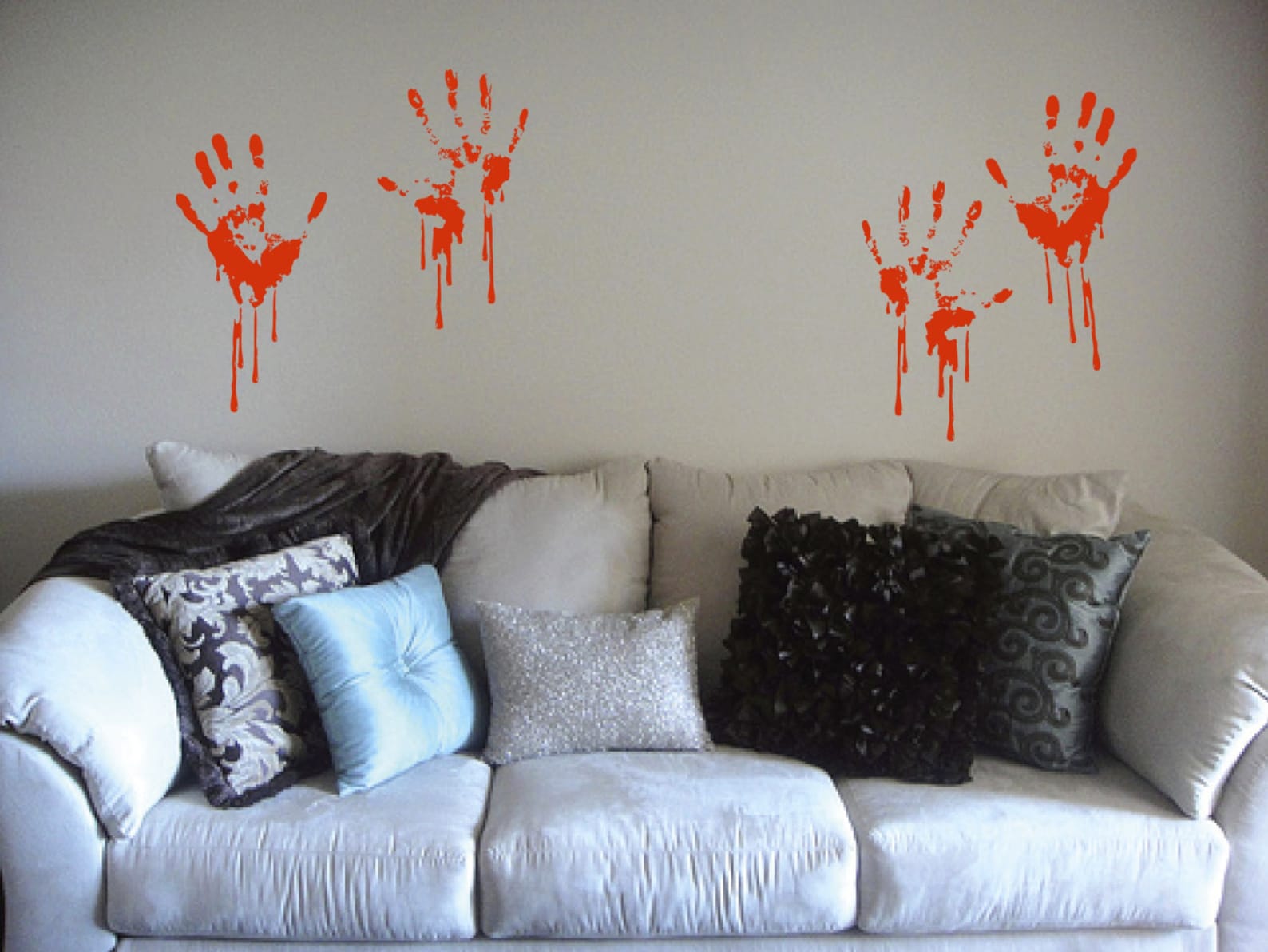 Bloody Hand Prints Wall Decals Set of 4, Halloween Decoration, Murder ...