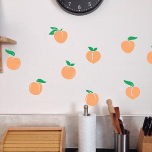Peach Wall Decals Set of 12, Fruit Stand Kitchen Summer Peaches ...